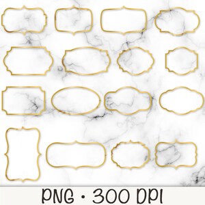 Gold Label Outline Frames PNG, Digital Gold Label Graphics, Gold Tags ...