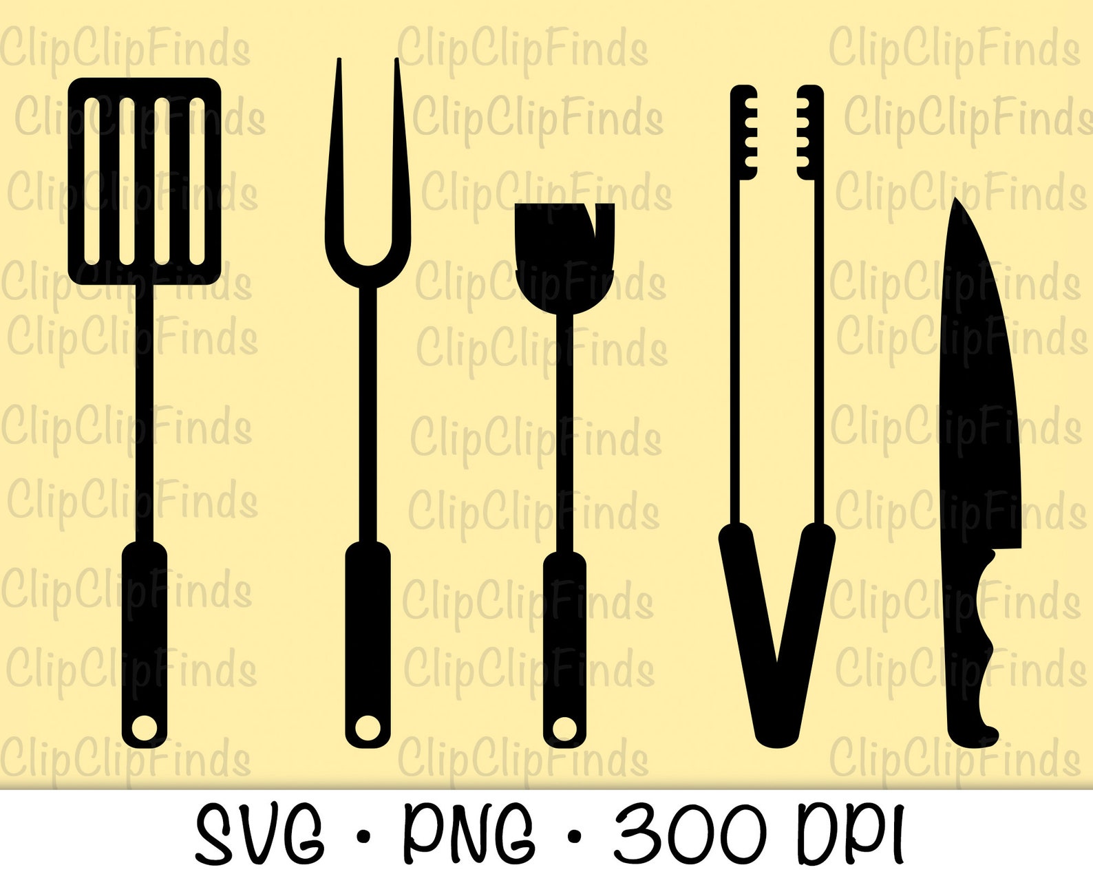 BBQ Grilling Utensils SVG PNG Instant Digital Download - Etsy