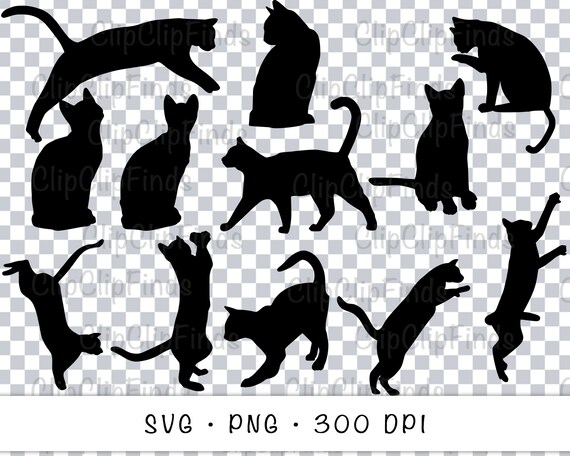 Cats Climbing Silhouette