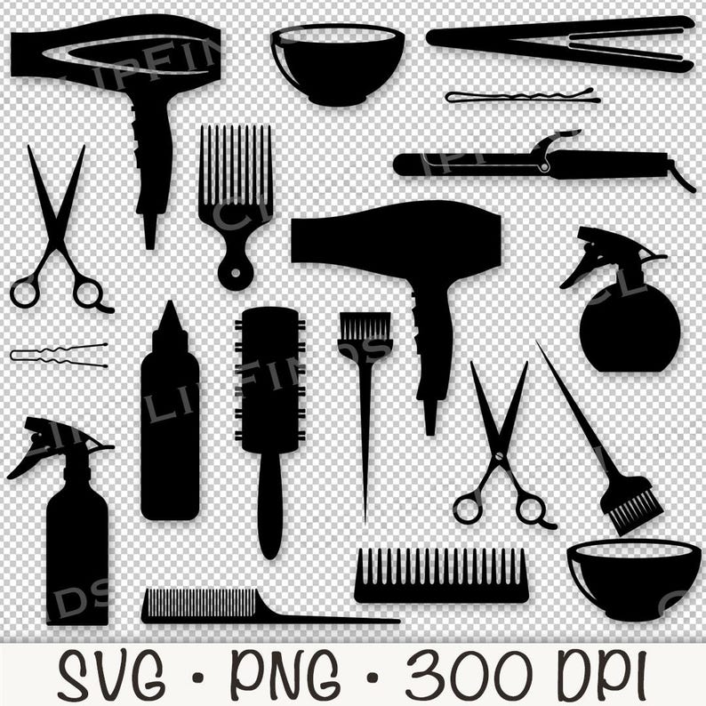 Hair Salon SVG, PNG, Clipart, Vector, Icons, Bobby Pin, Blow Drying ...
