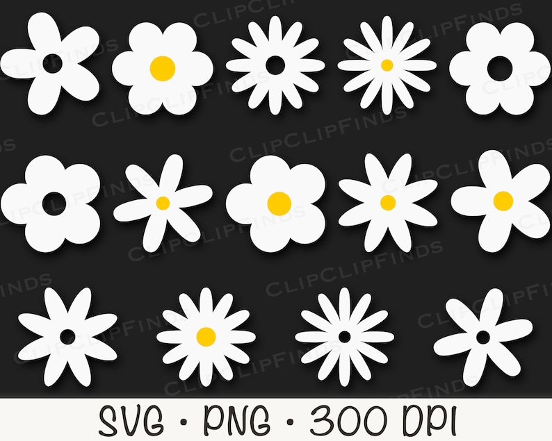 Daisy SVG White Daisies Flower Hippie Groovy Bundle - Etsy