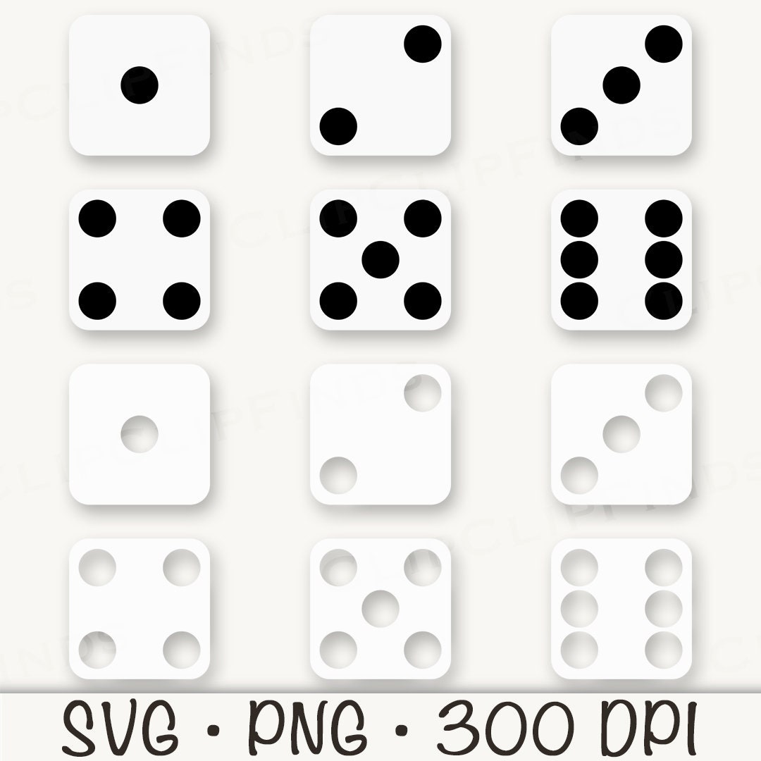 Dice Clipart: White Board Game Dice SVG PNG (digital Download) - Etsy