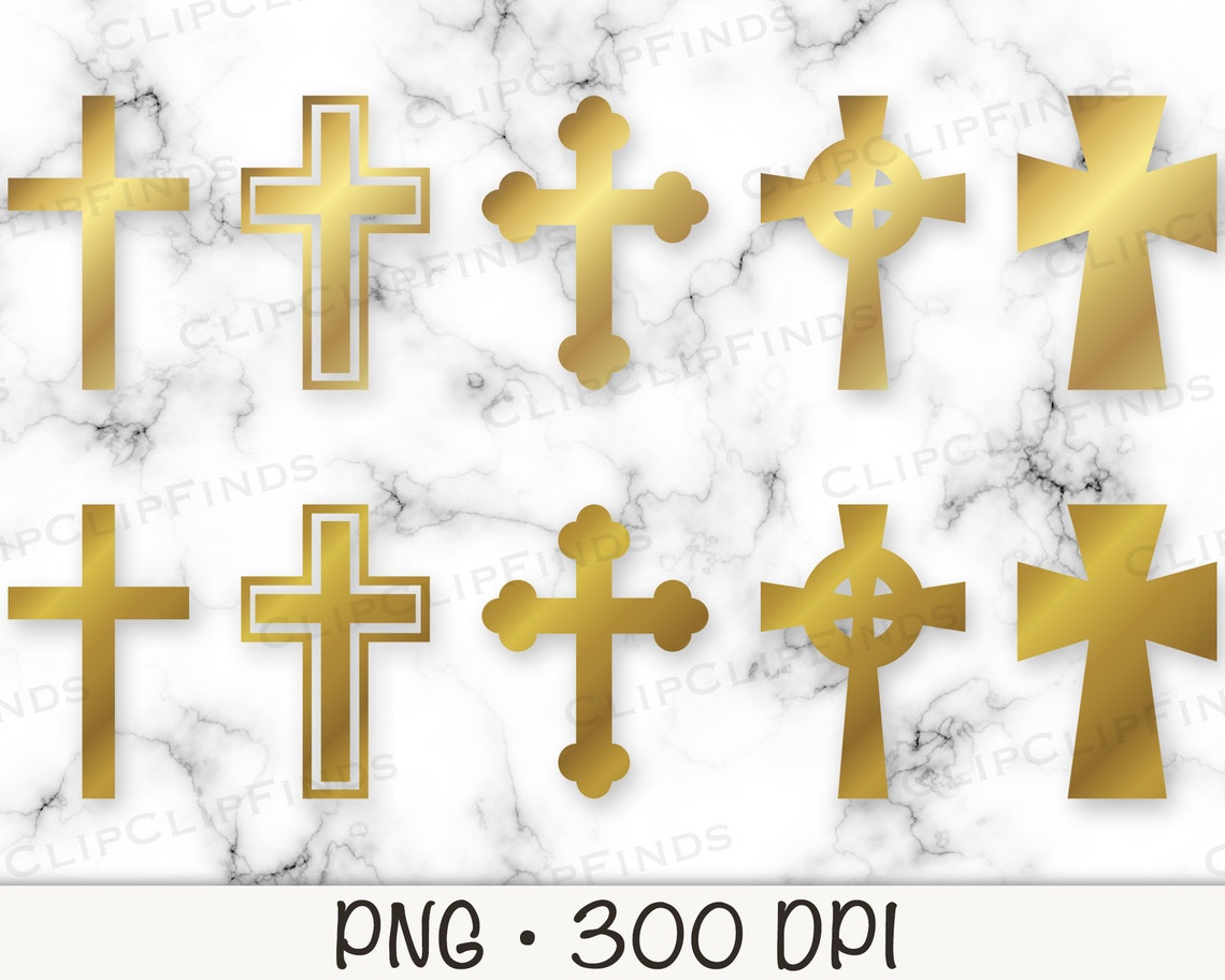 Gold Cross PNG Gold Cross Clipart Gold Crosses Overlay - Etsy
