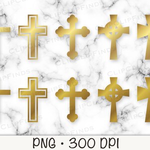 Gold Cross PNG, Gold Cross Clipart, Gold Crosses Overlay Bundle Pack ...