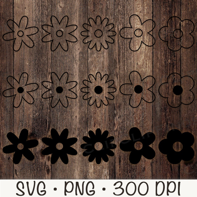 Daisy SVG, Daisy PNG, Daisy Clipart, Silhouette, Daisy Black Outline ...