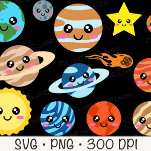 Kawaii Planets, Cute Planets With Faces, Galaxy, Solar System, Out of ...