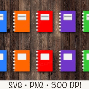 Notebook Clipart, Notebook SVG, Spiral Notebook PNG, Colorful Notebook ...