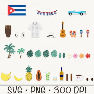 Kubanische Clipart, Kuba SVG, PNG Grafiken, sofortiger digitaler ...