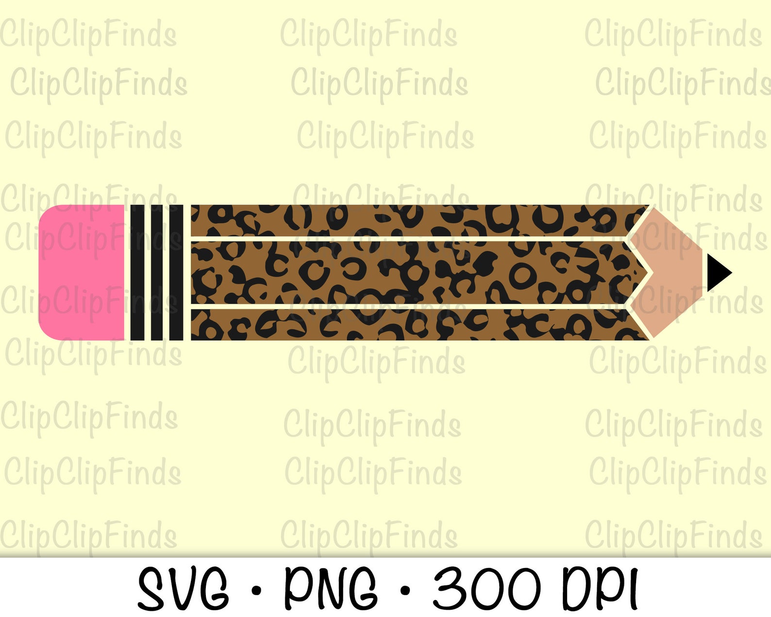 Leopard Print School Pencil SVG Vector File and PNG - Etsy