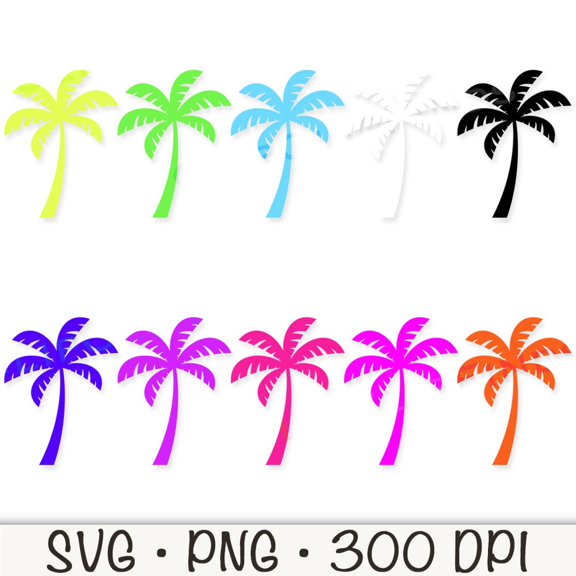 Palm Tree SVG Bundle, Palm Tree PNG, Colorful Palm Trees, Neon Palm ...