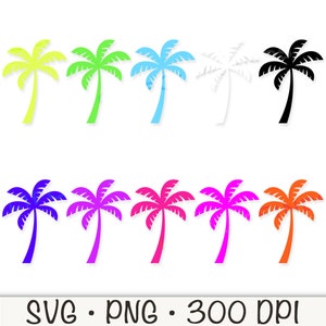 Palm Tree SVG Bundle, Palm Tree PNG, Colorful Palm Trees, Neon Palm ...