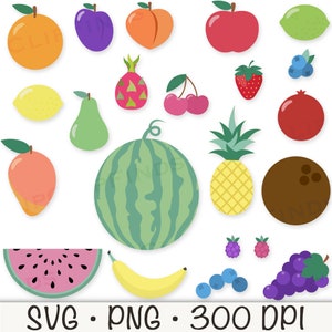 Obst Clipart, Obst SVG, Obst PNG, Niedliches Obst Bundle, Himbeere ...