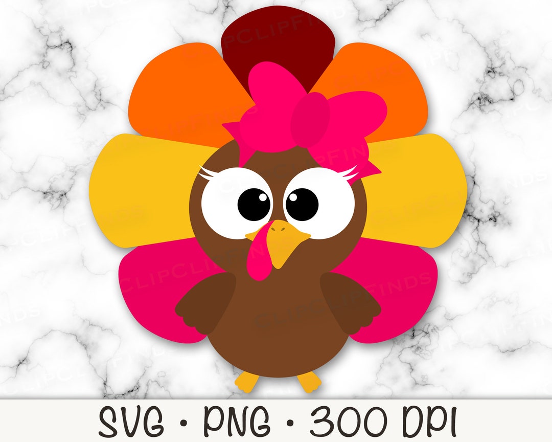 Cute Baby Girl Thanksgiving Turkey, SVG Vector File and PNG Transparent ...
