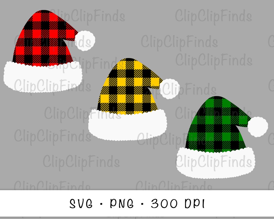 Buffalo Plaid Santa Hat Bundle Green Red Yellow SVG Vector - Etsy