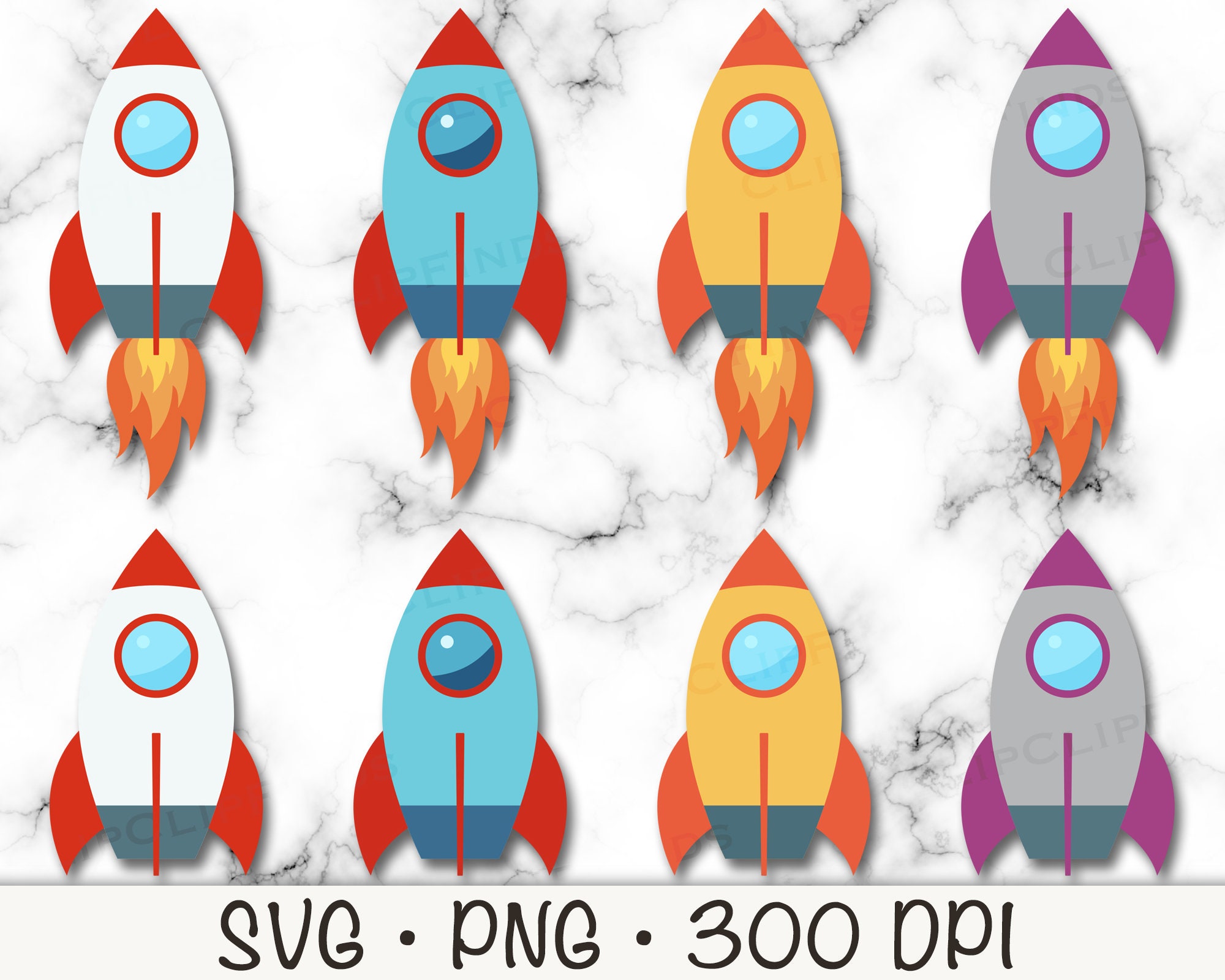 Rocket Spaceship Clipart Bundle: Space Vector Cut File (digital ...