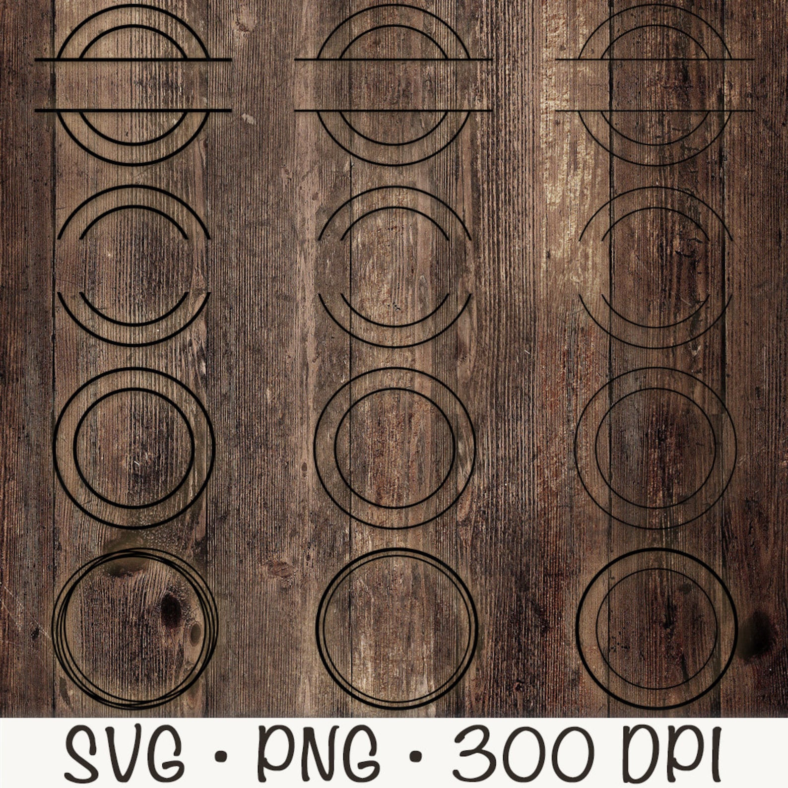 Circle Frame SVG Bundle Pack, Circle Monogram PNG, Double Circle Frame ...