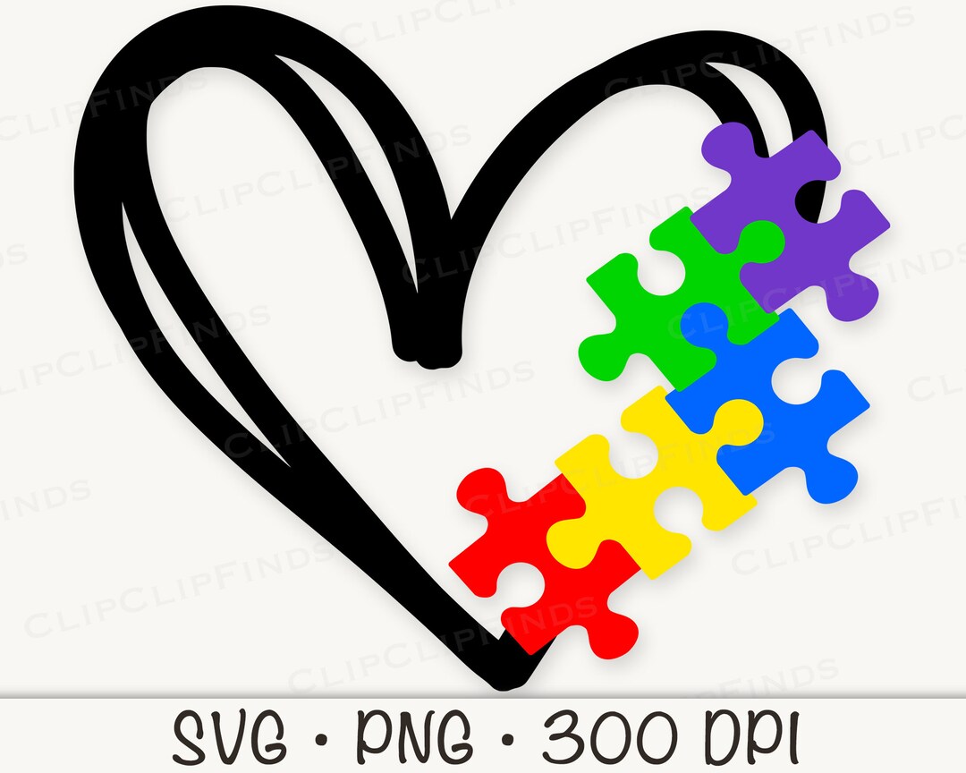 Autism Awareness Puzzle Heart SVG, PNG Clipart (digital Download) - Etsy