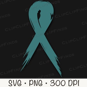 Sexual Assault Awareness Teal Distressed Brush Stroke Ribbon SVG Vector ...