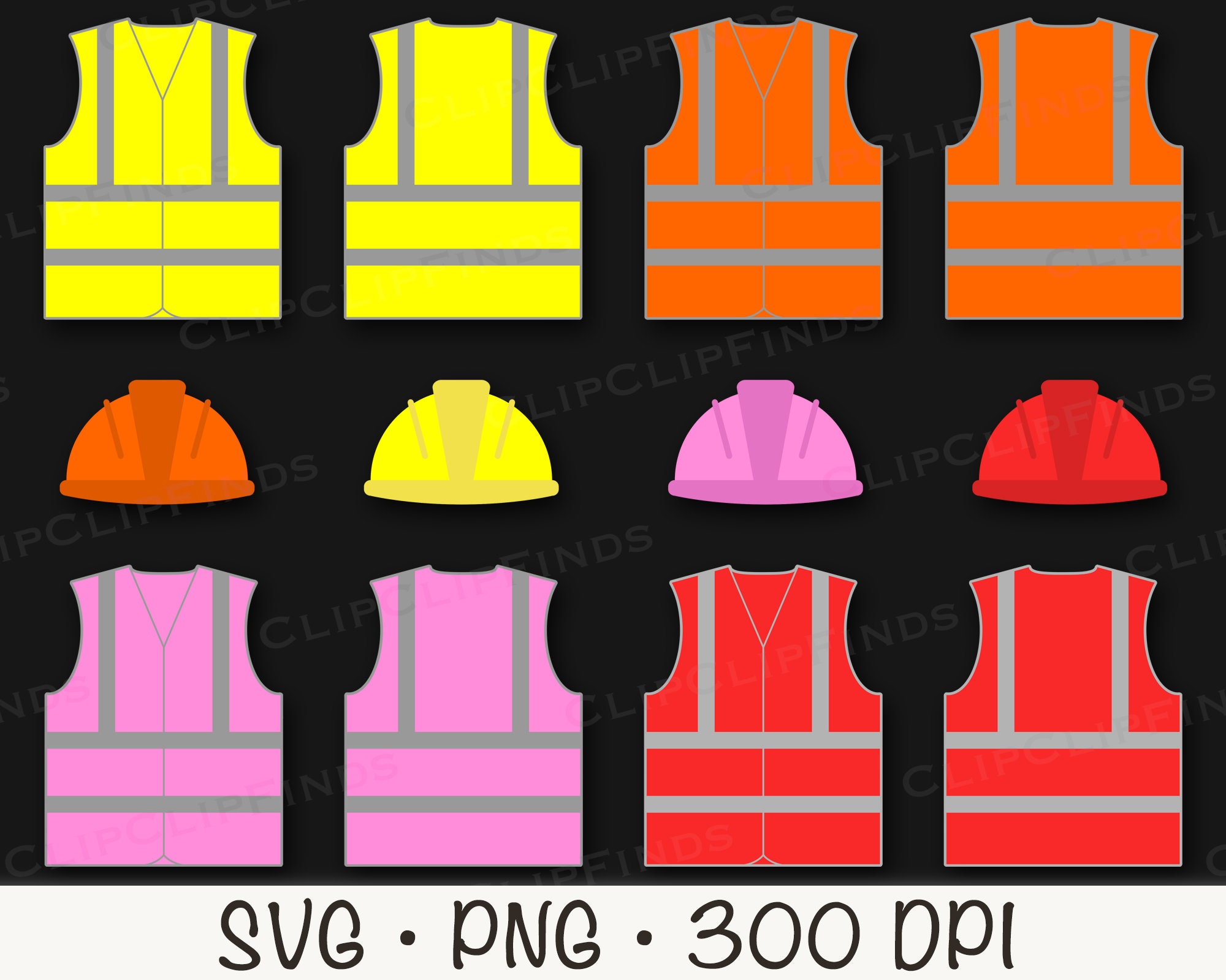 Construction Safety Vest SVG Pink Red Yellow Orange - Etsy