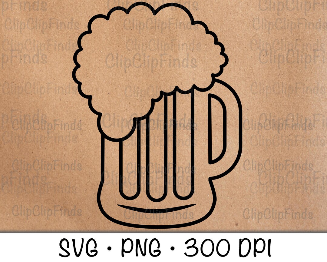 Beer Mug Outline SVG Vector Cut File and PNG Transparent Background ...