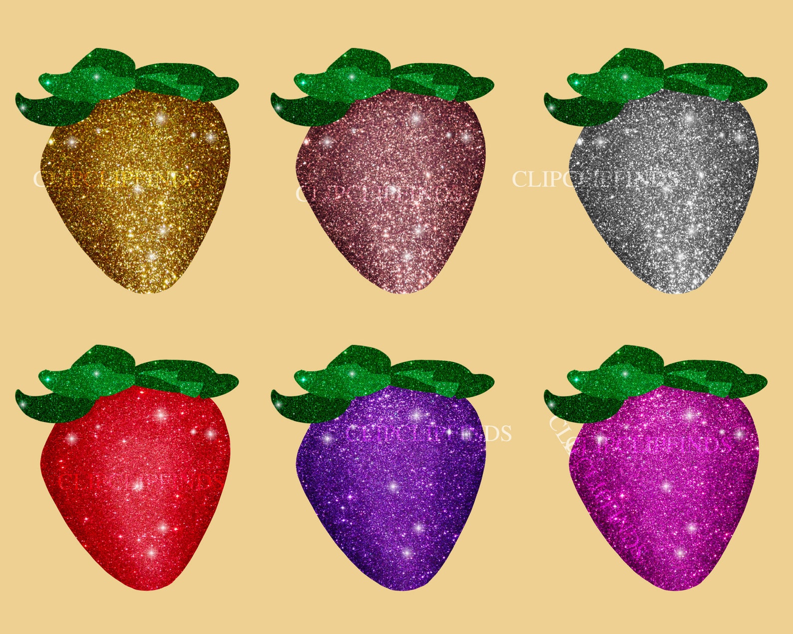 Glitter Strawberries PNG Strawberries Clipart Transparent - Etsy