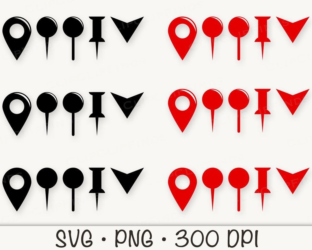 Location Map Pin SVG, Location Sign Silhouette, Red Location Pin, Push ...