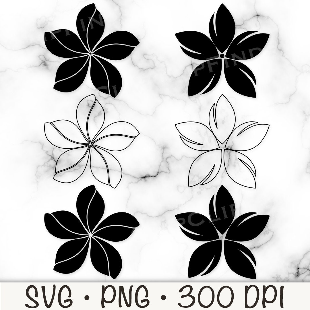 Plumeria SVG, Hawaiian Flower PNG, Tropical Flower Silhouette, Plumeria ...