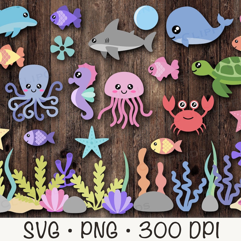 Sea Animals Clipart Svg - Etsy