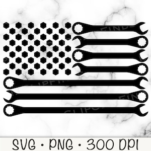 Wrench American Flag SVG, July 4th American Flag PNG, Tool Flag, Father ...