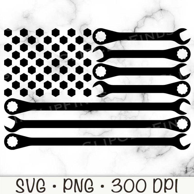 Clip Art American Flag With Wrenches - Etsy UK