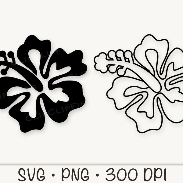 Outline Hibiscus Silhouette Png - Etsy
