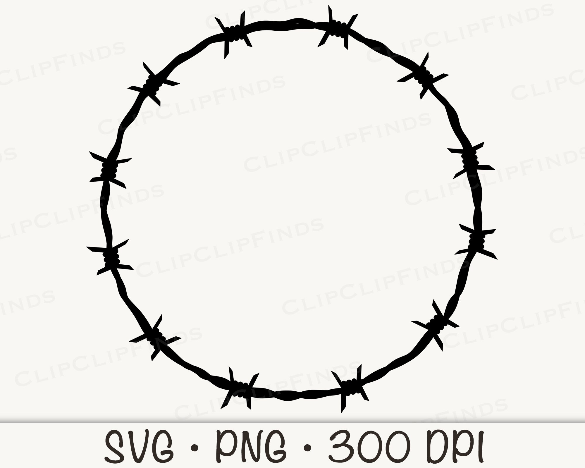 Round Circle Barbed Wire Frame SVG Vector Cut File and PNG - Etsy Canada