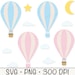 Hot Air Balloon SVG, Hot Air Balloon With Clouds Bundle, Cloud SVG, Hot ...