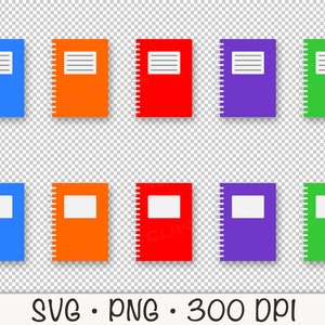 Notebook Clipart, Notebook SVG, Spiral Notebook PNG, Colorful Notebook ...