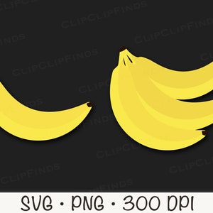 Banana SVG, Bunch of Bananas, Banana Clipart, Banana PNG, Single Banana ...