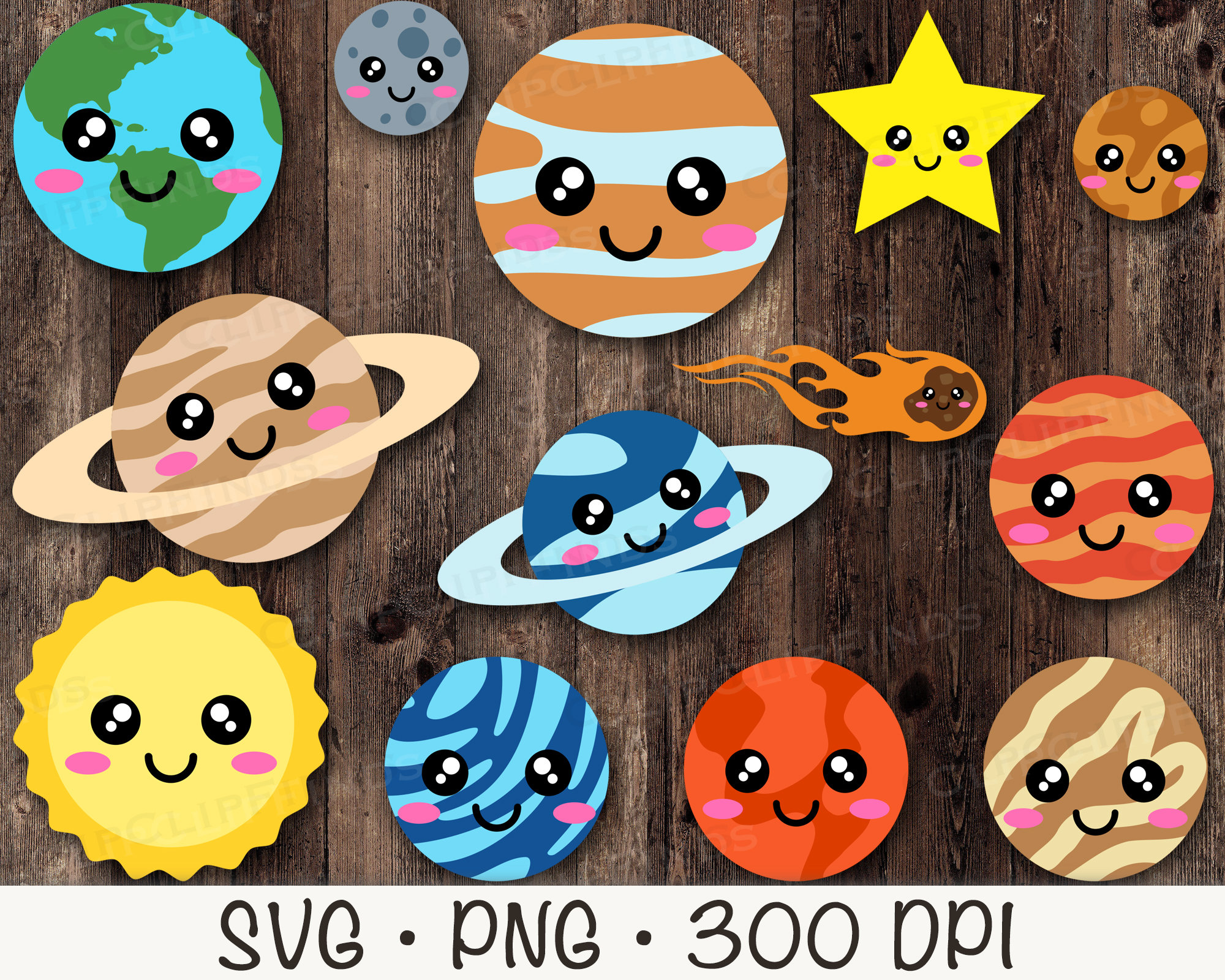 Solar System With Cute Faces