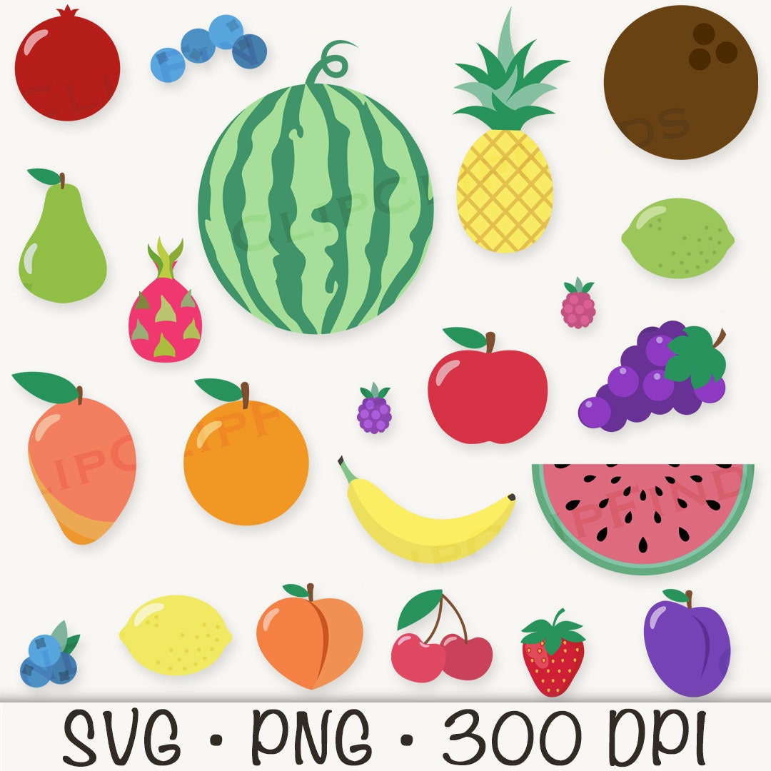 Summer Fruit Clipart: Tropical Fruits SVG, PNG (digital Download) - Etsy