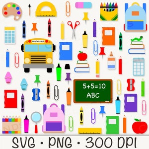 School Clipart, School Supplies SVG, Back to School, Art Supplies ...