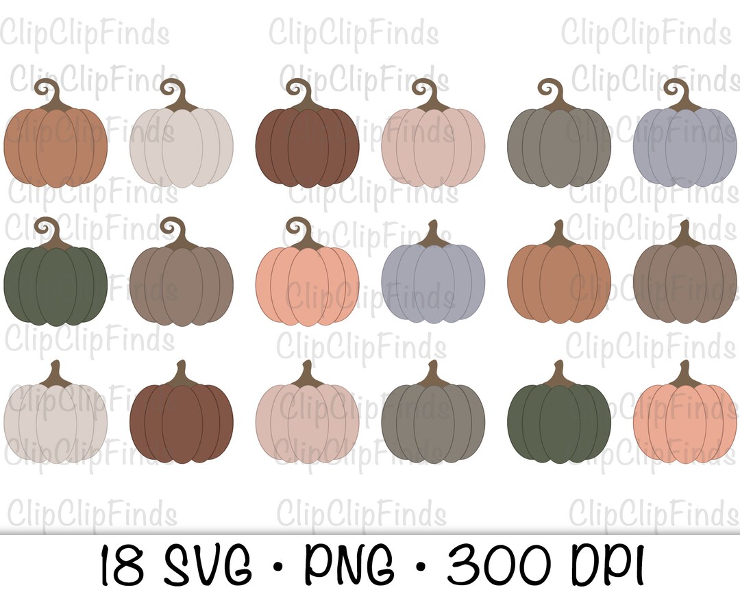 Boho Pumpkins Clipart Neutral Color Earth Tones Cute - Etsy