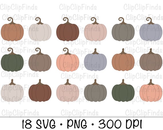 Boho Pumpkins Clipart Neutral Color Earth Tones Cute - Etsy