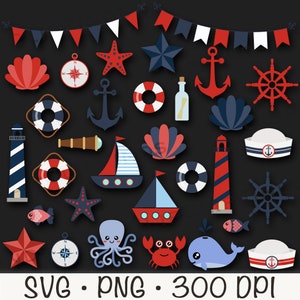 Nautical Clipart Pack, Ocean Clipart SVG, Nautical PNG, Lighthouse ...