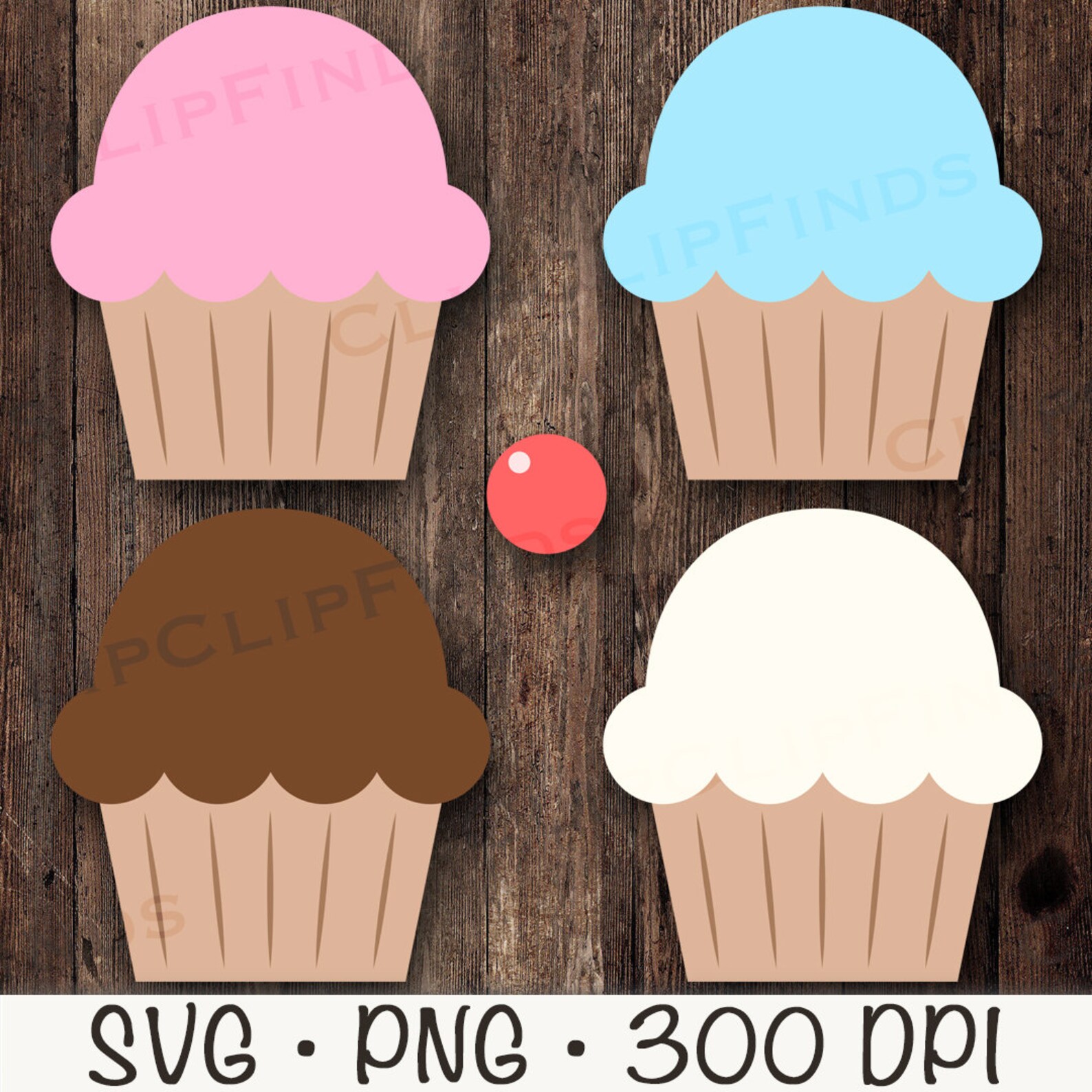 Cupcake SVG, Cupcake Clipart Bundle Pack, Cupcake PNG, Vanilla ...