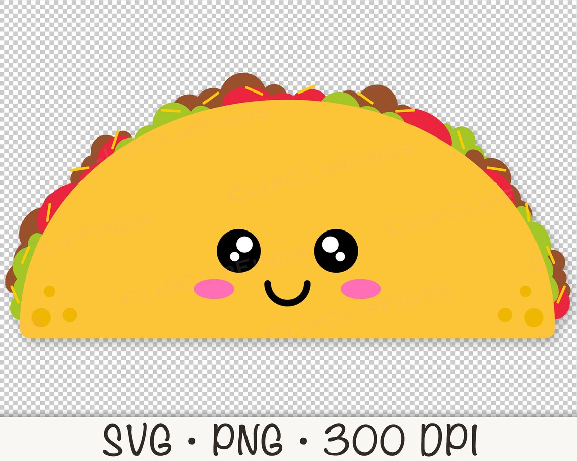 Cute Kawaii Taco SVG Vector Cut File and PNG Transparent - Etsy