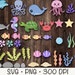 Cute Sea Animals SVG, Ocean Sea Animals PNG Clipart, Starfish, Whale ...