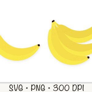 Banana SVG, Bunch of Bananas, Banana Clipart, Banana PNG, Single Banana ...