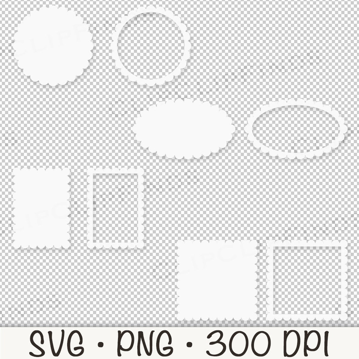 Scalloped Shapes SVG, Scalloped Shapes PNG, Circle, Square, Oval ...