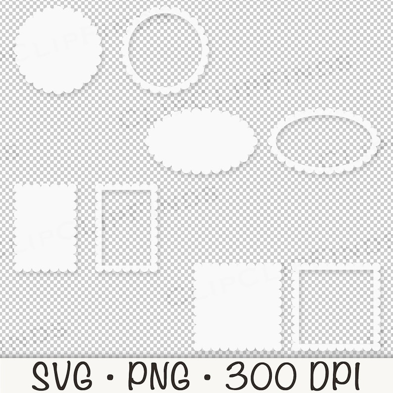 Scalloped Shapes SVG, Scalloped Shapes PNG, Circle, Square, Oval ...