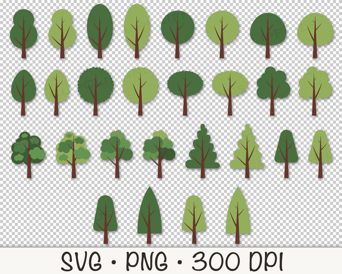 Tree SVG, Tree Clipart, Tree PNG, Flat Minimalist Trees, Cartoon Trees ...
