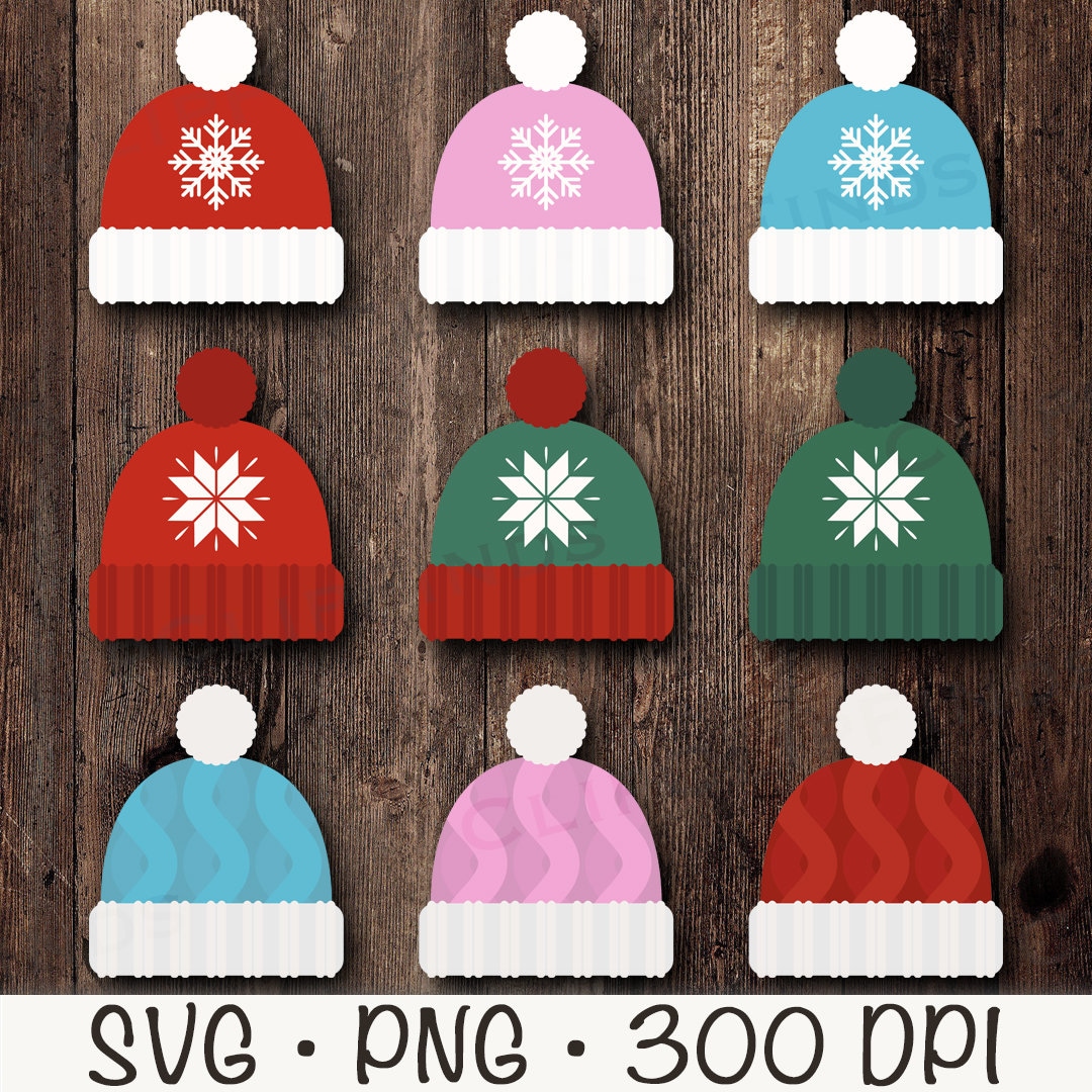 Cute Winter Beanie Clip Art, Snow Hat SVG, Christmas Hat PNG, Knitted ...
