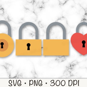 Lock SVG Clipart: Round, Heart, Square Locks (digital Download) - Etsy